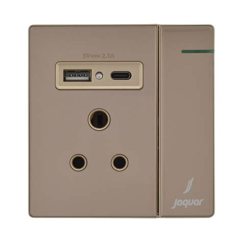 Gold Finish USB Type C 6Amp Combined Socket Switch