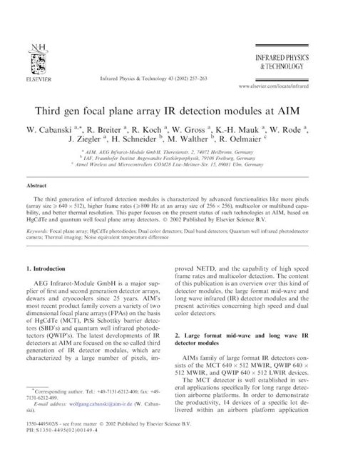 Pdf Third Gen Focal Plane Array Ir Detection Modules At Aim Dokumen