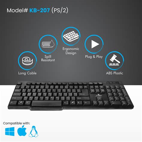 Kb 207s Ps2 Keyboard 10m Keypress Comfortable Typing Buy At Prodot