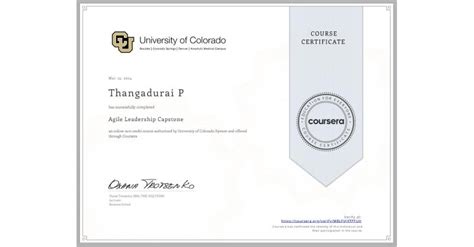 Thanga Durai On Linkedin Completion Certificate For Agile Leadership Capstone
