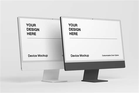 Realistic Computer Mockup Set With Customizable Background And Object
