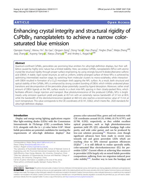 Pdf Enhancing Crystal Integrity And Structural Rigidity Of Cspbbr3