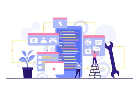 Programmers Developing Mobile App Flat Design Illustration 2045728