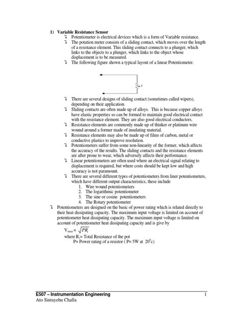 3 Variable Resistance Sensor Pdf Electrical Resistance And Conductance Quantity