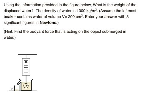 Using The Information Provided In The Figure Below What Is The Weight Of The Displaced Water The