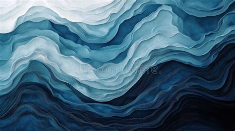 Dynamic Abstract Design Showcasing Layered Waves In Deep Blue Hues With Smooth Gradients And