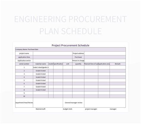 Purchasing Annual Plan Administrative Report Schedule Excel Template