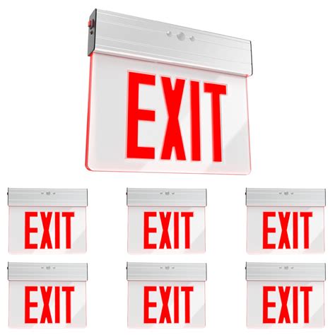 Led Edge Lit Clear Exit Sign Red Single Sided Sunco Lighting