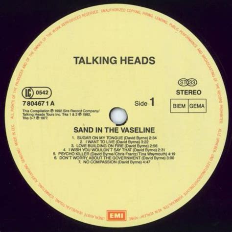 Talking Heads Sand In The Vaseline Popular Favorites 1976 1992