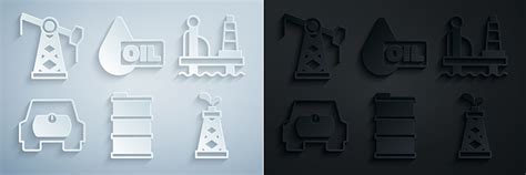 배럴 오일 바다의 오일 플랫폼 가스 탱크 차량 굴착 장치 드롭 및 펌프 펌프 잭 아이콘을 설정합니다 벡터 0명에 대한 스톡 벡터 아트 및 기타 이미지 Istock