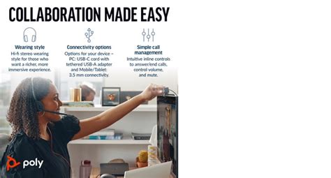 POLY Blackwire 3225 Stereo USB C Headset 3 5mm Plug USB C A Adapter Bulk 21759 In