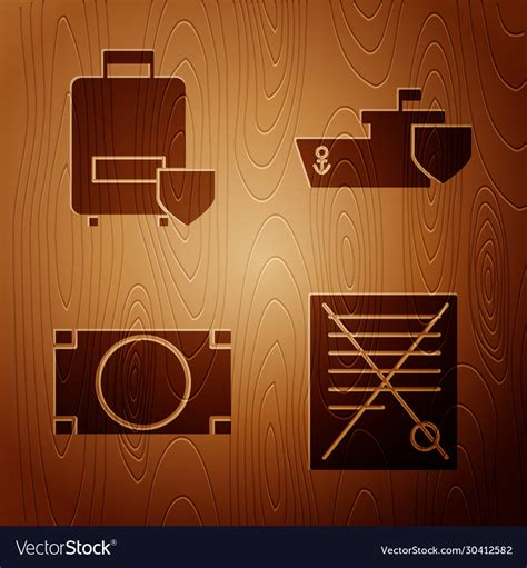 Set Delete File Document Traveling Baggage Vector Image