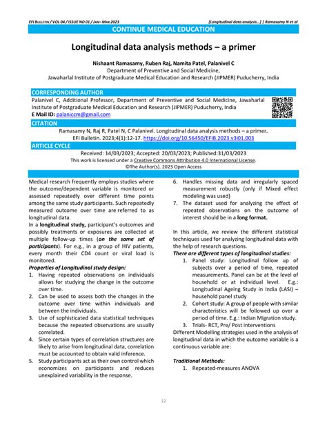 Pdf Longitudinal Data Analysis Methods A Primer