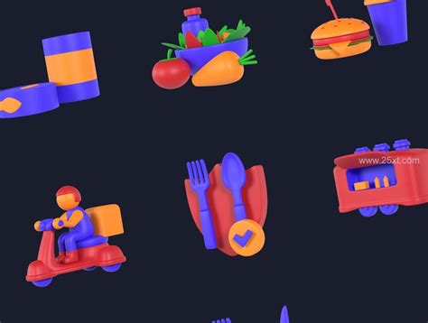 美食主题的3d立体图标模型素材 blender 25学堂