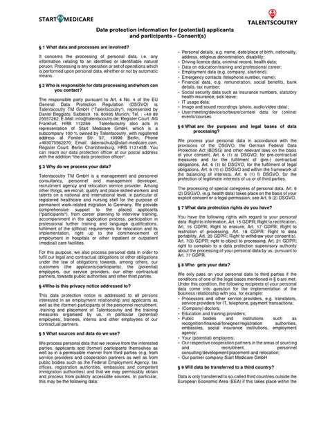 04 Data Protection Clause Pdf Employment Justice