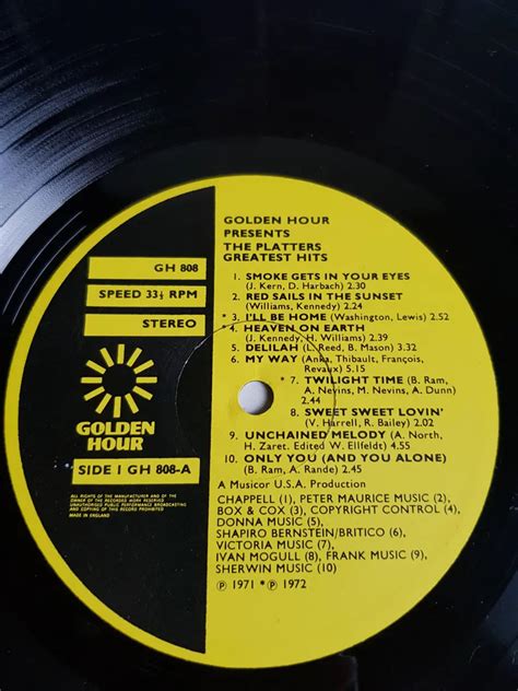The Platters Golden Hour Presents The Platters Greatest Hits Auf Die Lauscher