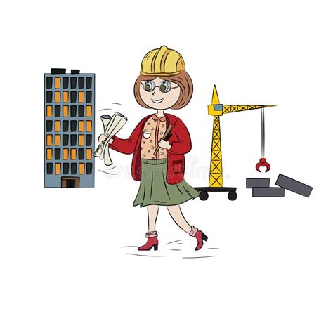 Girl Architect Working On Project Drawing New Plan Scene With Engineering Drawing Equipment