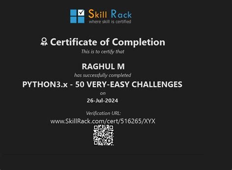 Python Pythonprogramming Coding Programming Skillrack Certificateofcompletion