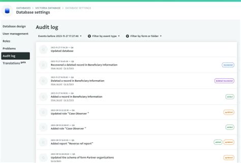 Viewing A Database Audit Log ActivityInfo Information Management Software For M E Reporting