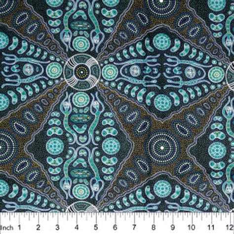 Spirit People 2 Green Denise Doolan Australian Fabric Aboriginal Fabric Cotton Fabric Quilt