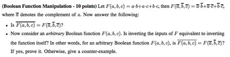 Solved Boolean Function Manipulation 10 Points Let Fa