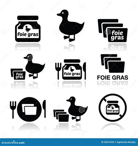Foie Gras Duck Or Goose Icons Set Stock Illustration Illustration Of