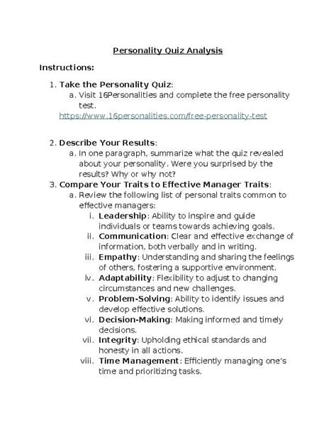 Personality Quiz Analysis By The Business Teacher Toolkit Tpt