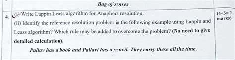 Solved Texts Bag Of Senses I Write Lappin Leass Algorithm For