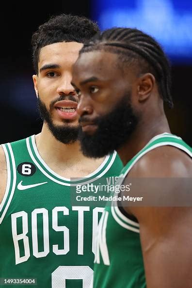 Jayson Tatum Stands Behind Jaylen Brown Of The Boston Celtics Against News Photo Getty Images