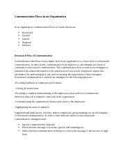 Communication Flows In An Organization Docx Communication Flows In An Organization In An
