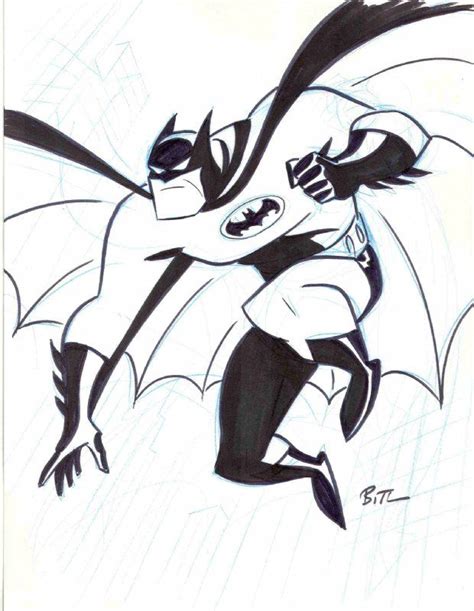 A Drawing Of Batman Flying Through The Air