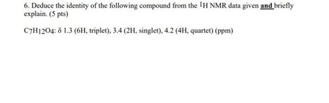 Solved 6 Deduce The Identity Of The Following Compound From