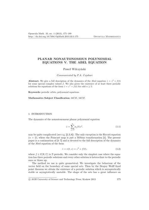 Pdf Planar Nonautonomous Polynomial Equations V The Abel Equation
