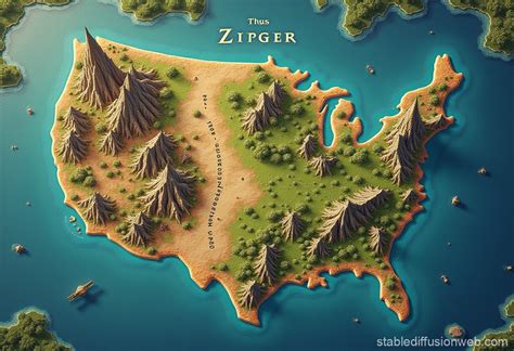 Beautiful Fantasy Map With Geologically Correct Features Stable