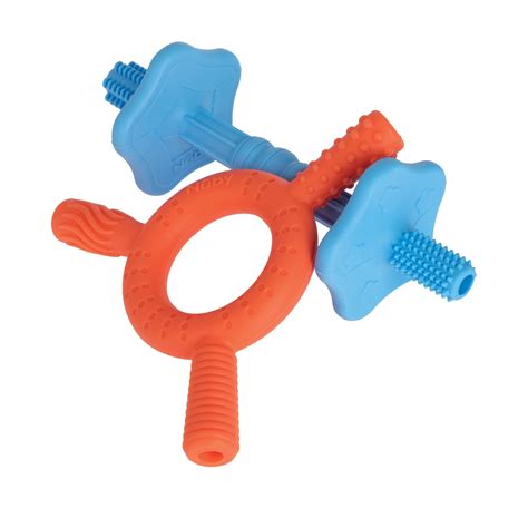 Hollow Sensory Tube Teethers Blue Coral Nuby