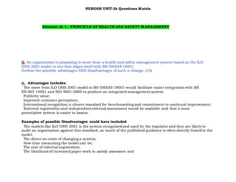 Nebosh International Diploma Question Answers Pdf Unit A Doc Business Business And Finance Nebosh International Diploma Question Answers Pdf Unit A Doc Business Business And Finance