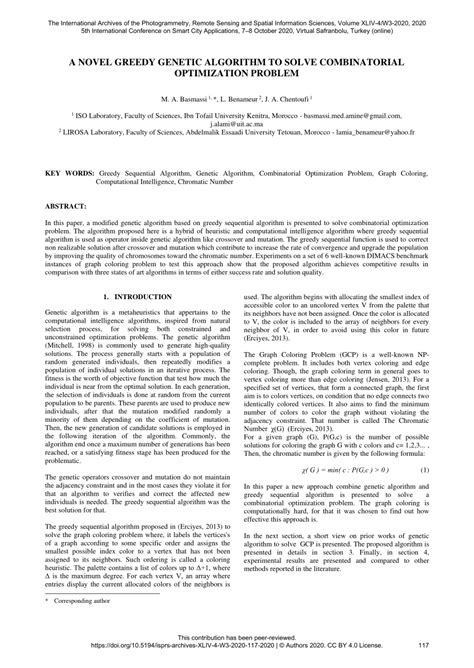 Pdf A Novel Greedy Genetic Algorithm To Solve Combinatorial