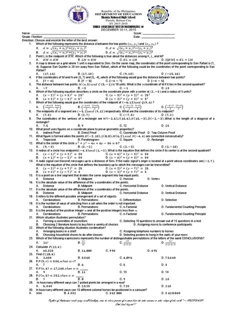 G10 Math 3rd Qtr Pdf Circle Permutation