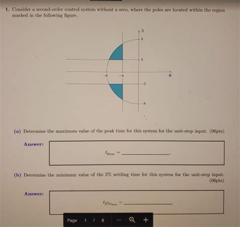 Solved 1 Consider A Second Order Control System Without A
