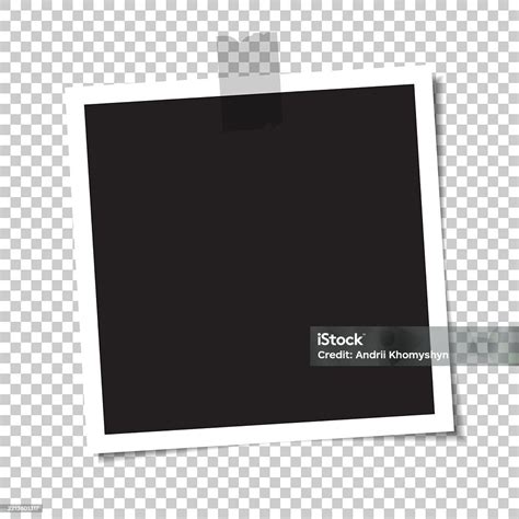 투명한 배경에 테이프로 붙인 빈 즉석 사진 프레임 추억을 더하거나 빈티지 스크랩북 룩을 연출하기에 적합합니다 노스탤지어 컨셉입니다 0명에 대한 스톡 벡터 아트 및 기타