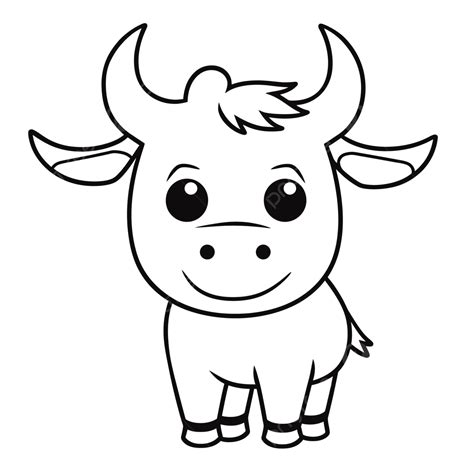 Cute Cow Coloring Page With Ears Outline Sketch Drawing Vector Ox