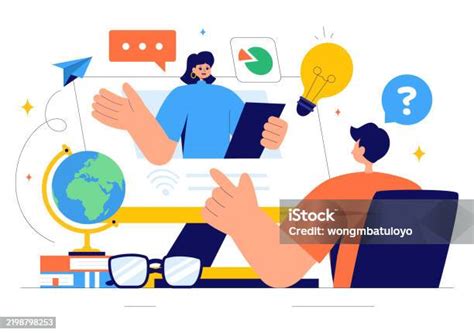 온라인 교육 및 지식 도서 배경에서 학용품 및 학습 자료와 함께 공부하는 사람들을 특징으로하는 벡터 일러스트 레이 션 공부에