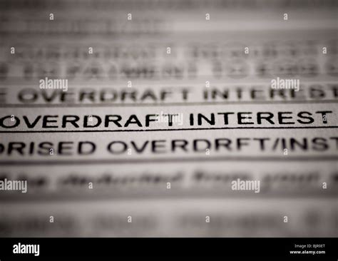 BANK STATEMENT DETAIL SHOWING INTEREST AND OVERDRAFT CHARGES Stock Photo Alamy