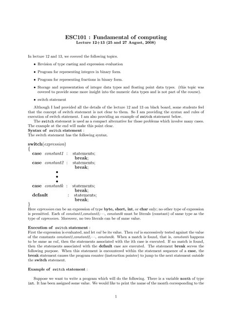 Lec12 13 Notes Of Lecture ESC101 Fundamental Of Computing Lecture