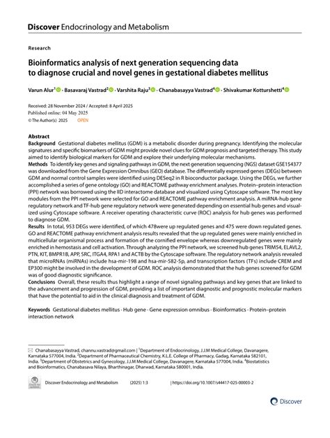 Pdf Bioinformatics Analysis Of Next Generation Sequencing Data To Diagnose Crucial And Novel