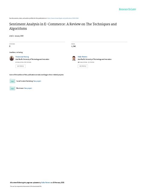Sentiment Analysis In E Commerce Pdf Analytics E Commerce
