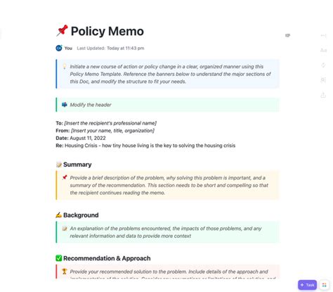 Policy Memo Template By ClickUp