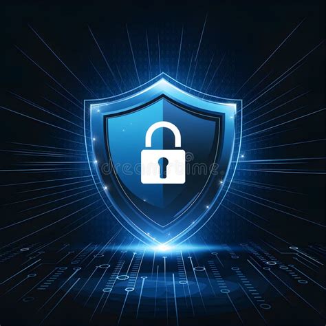 Digital Shield With Padlock Highlights Security In Binary Code Backdrop Stock Illustration