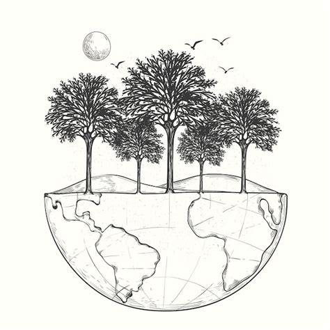 Dibujado A Mano Planeta Tierra Dibujo Ilustración Vector Gratis