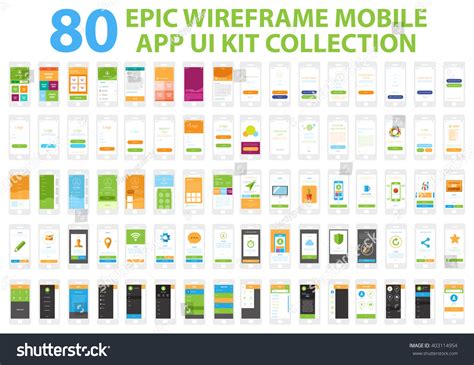 Epic Wireframe Mobile App Ui Kit Stock Vector Royalty Free 403114954 Shutterstock